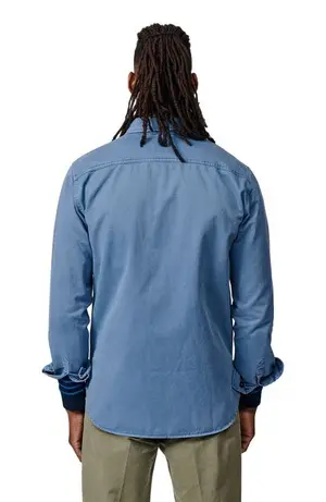 AUBIN Cole Long Sleeve Twill Overshirt - Blue