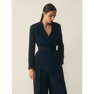 The Fold Selsey Doppio Crepe Blazer - Navy