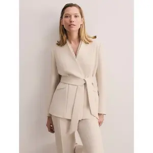 The Fold Selsey Doppio Crepe Blazer - Neutral