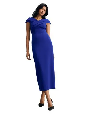 The Fold Bodycon Short Sleeve V-neck Midi Dress