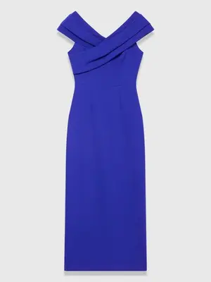The Fold Bodycon Short Sleeve V-neck Midi Dress