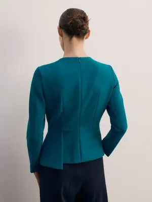 The Fold Malone Asymmetrical Peplum Top - Blue