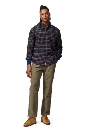 AUBIN Merton Brushed Oxford Button Down Shirt - Navy Check