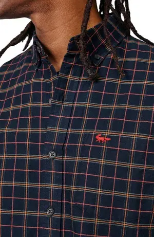 AUBIN Merton Brushed Oxford Button Down Shirt - Navy Check