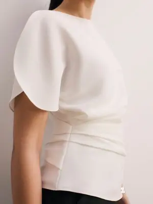 The Fold Salerno Clever Crepe Top - Ivory