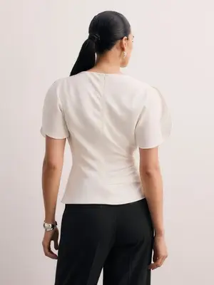 The Fold Salerno Clever Crepe Top - Ivory