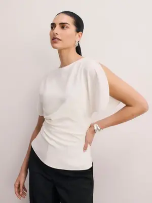 The Fold Salerno Clever Crepe Top - Ivory