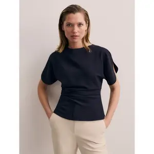 The Fold Salerno Clever Crepe Top - Navy