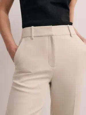The Fold High-rise Tailored Ankle Trousers - Stone