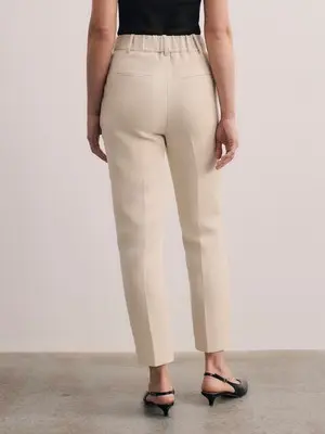 The Fold High-rise Tailored Ankle Trousers - Stone