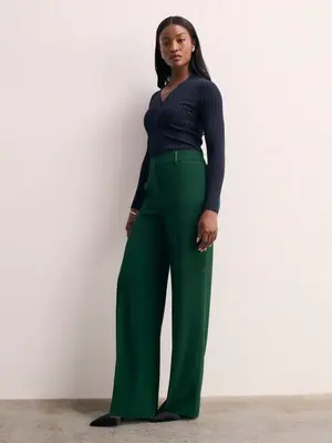 The Fold Adelaide Wide-leg Tailored Trousers - Green
