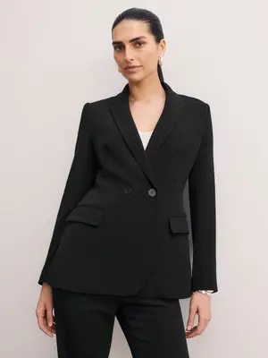 The Fold Knighton Clever Crepe Blazer - Black