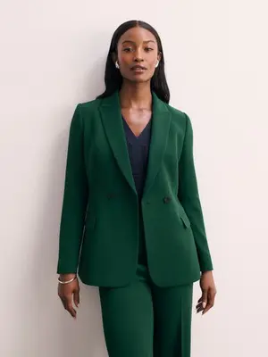 The Fold Knighton Clever Crepe Blazer - Green