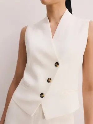 The Fold Romney Clever Crepe Waistcoat - Ivory