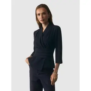 The Fold Clever Crepe Belleville Blouse - Navy