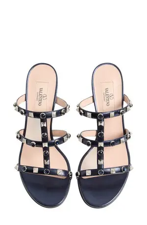 Valentino Garavani Rockstud Slide Sandal - Navy