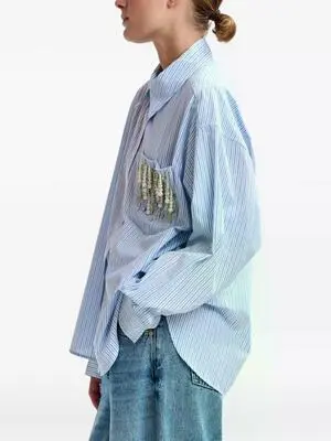 Essentiel Antwerp Striped Embellished Pocket Shirt