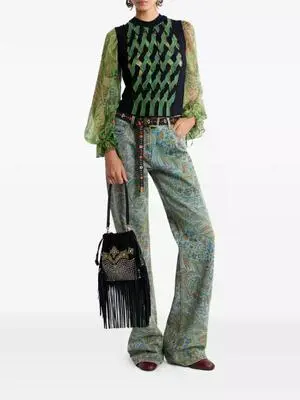 Etro Ruffled Paisley-pattern Shirt - Green