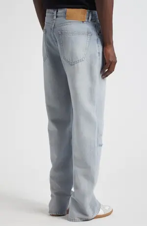MAISON MARGIELA Distressed Straight Leg Jeans - Light Blue