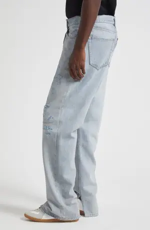 MAISON MARGIELA Distressed Straight Leg Jeans - Light Blue