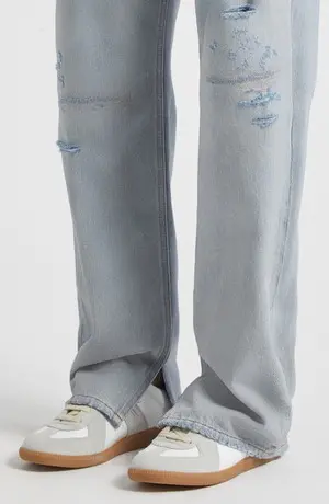 MAISON MARGIELA Distressed Straight Leg Jeans - Light Blue