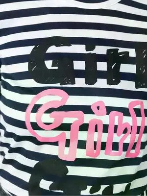 Comme Des Garçons Striped 'girl' Print T-shirt