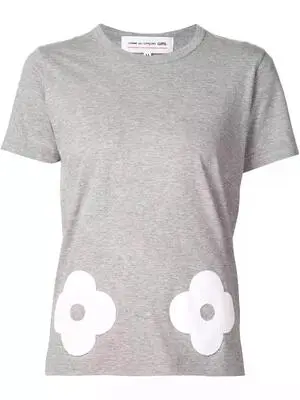 Comme Des Garçons Flower Appliqué T-shirt - Grey