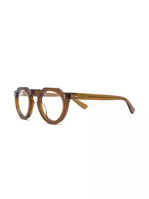 LESCA Pica Round Frame Glasses - Brown