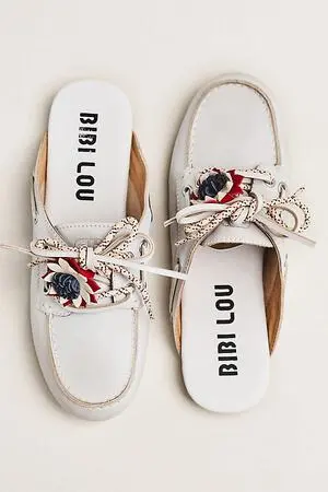 BIBI LOU Leather Mule Boat Shoes Blanco