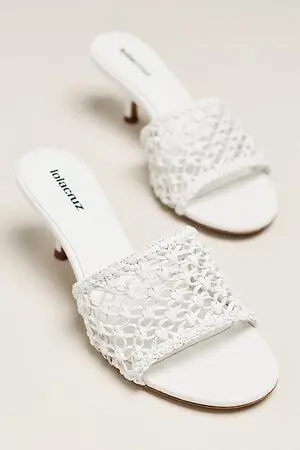 Lola Cruz Woven Heeled Mule Sandals - Blanco