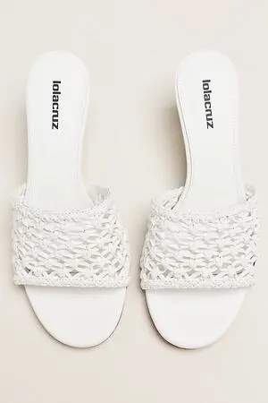 Lola Cruz Woven Heeled Mule Sandals - Blanco