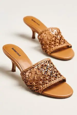 Lola Cruz Woven Heeled Mule Sandals - Cuero