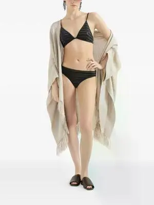 Brunello Cucinelli Striped Monili Bikini Top - Grey