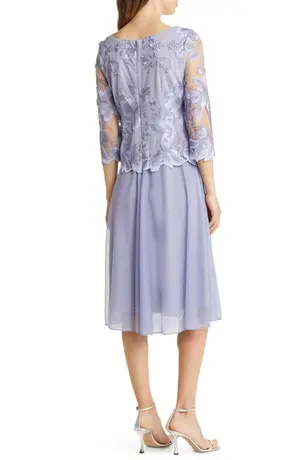 Alex Evenings Embroidered Mock Two-piece Dress