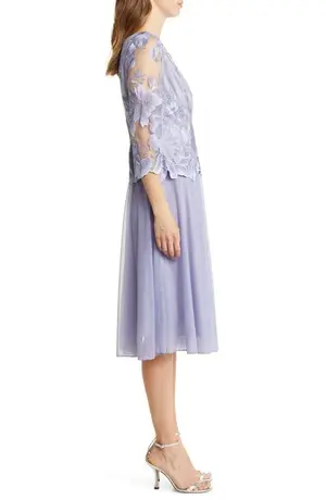 Alex Evenings Embroidered Mock Two-piece Dress
