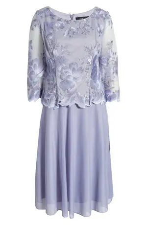 Alex Evenings Embroidered Mock Two-piece Dress