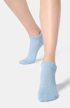 Oroblu Metallic Cuff Pointelle No-show Socks - Sky