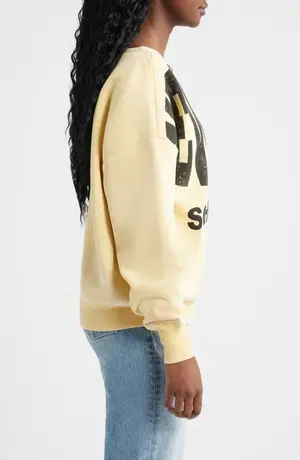 VINYL ICONS Off-the-shoulder Graphic Sweatshirt - Yellow