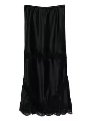 Cynthia Rowley Satin Lace Skirt - Black