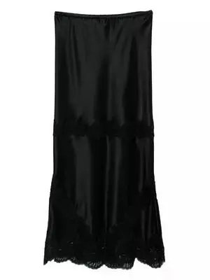 Cynthia Rowley Satin Lace Skirt - Black