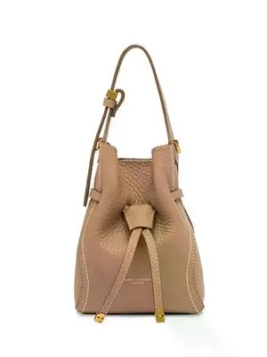 GIANNI CHIARINI Small Leather Bucket Bag With Drawstring - Neutrals