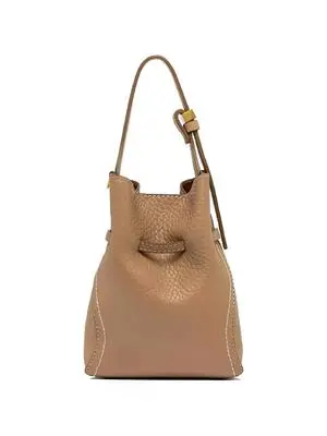 GIANNI CHIARINI Small Leather Bucket Bag With Drawstring - Neutrals