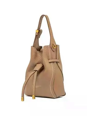 GIANNI CHIARINI Small Leather Bucket Bag With Drawstring - Neutrals
