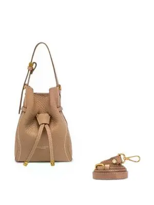 GIANNI CHIARINI Small Leather Bucket Bag With Drawstring - Neutrals