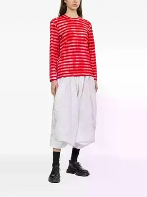 Comme Des Garçons Floral-embroidered Cropped Trousers - White