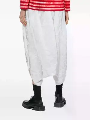 Comme Des Garçons Floral-embroidered Cropped Trousers - White