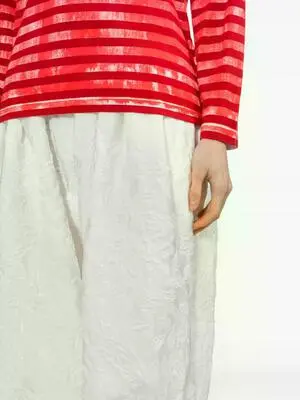 Comme Des Garçons Floral-embroidered Cropped Trousers - White