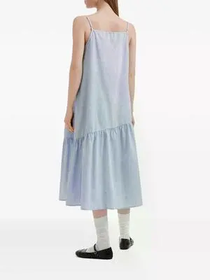TOUT A COUP Striped Tiered Midi Dress - Blue