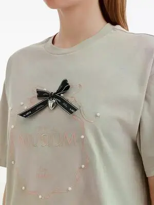 MUSIUM DIV. Bow-embroidered T-shirt - Neutrals