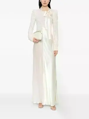 Alberta Ferretti Tie Lace Dress - Neutrals